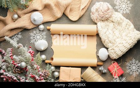Santa Claus with blank letter on wooden background Stock Photo - Alamy