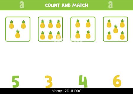 Count and Match worksheet for kids. Count and match with the correct number. Matching education ...
