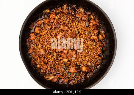 Jjajang ramen on white background Stock Photo - Alamy