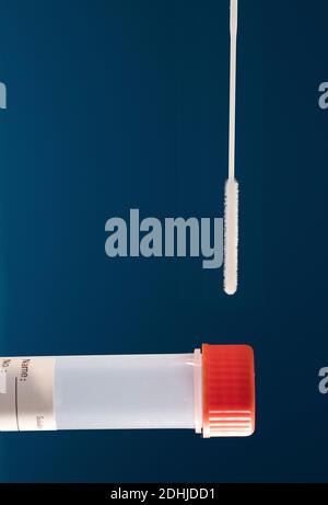 Swab (sample collection) with transport vial with orange cap ...