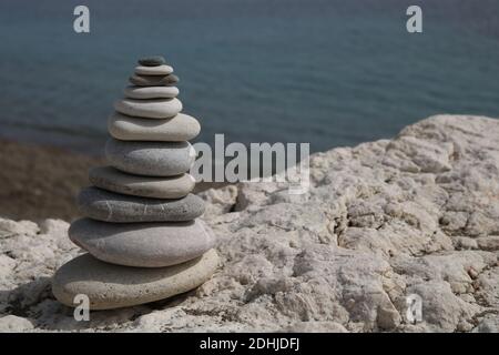 Zen Stones on a beach, Cyprus Stock Photo - Alamy