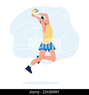 Volleyball Player Jump And Throwing Ball Vector Stock Vector Image ...