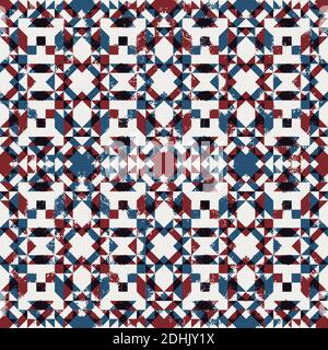 Seamless geo pattern in red blue black white Stock Photo - Alamy