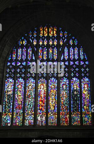 Stained glass window chester cathedral England UK Europe Stock Photo ...