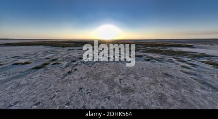 Top view of a sandy swamp with large patches of grass and bushes Stock ...