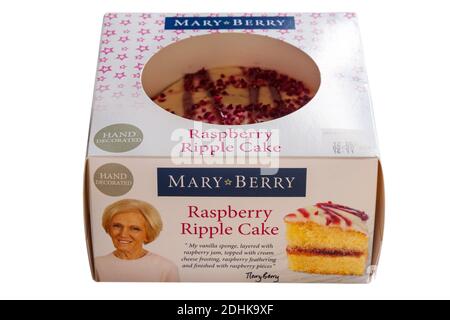Mary Berry Raspberry Ripple Cake hand decorated set on colourful plate ...