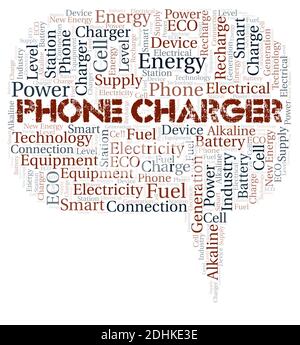 Phone charger word cloud concept Stock Photo - Alamy