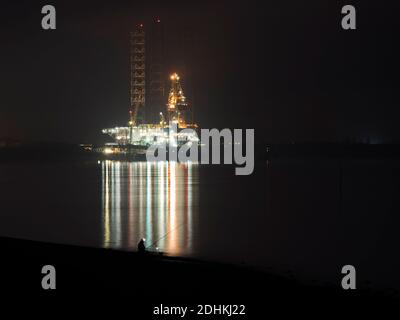 The "Ran" oil rig, owned by Borr Drilling, was built in 2013 in ...