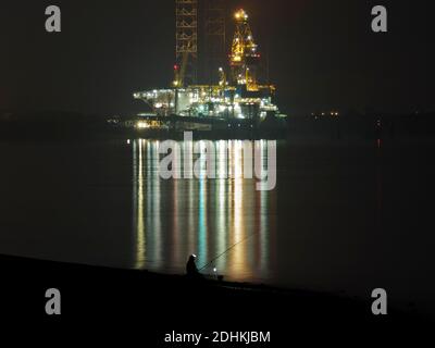 The "Ran" oil rig, owned by Borr Drilling, was built in 2013 in ...