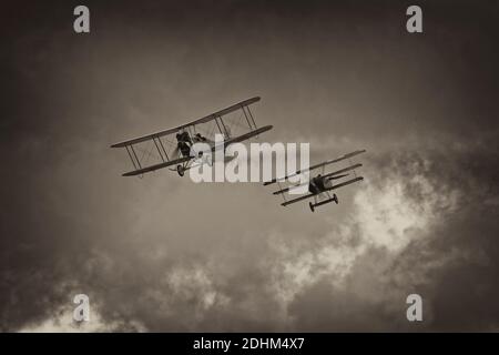 WW1 plane dogfight. Fokker Triplane DR-1 in German markings and ...