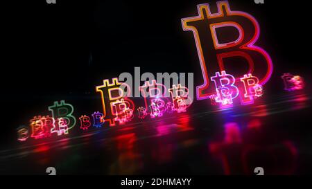 Bitcoin futuristic 3D rendering illustration. Concept of internet ...