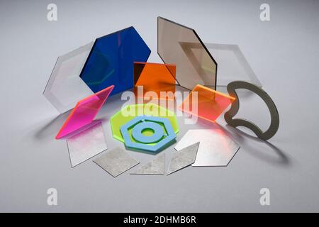 A selection of perspex template shapes for patchwork Stock Photo - Alamy