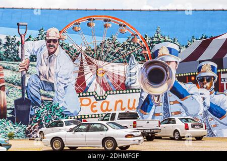 Alabama Dothan Historic District Peanut Festival mural,car park parking ...