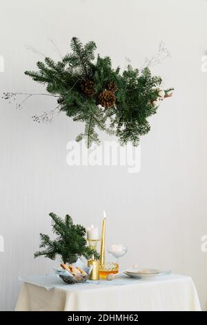 Aesthetic design for christmas with pine nobilis hanging garland ...