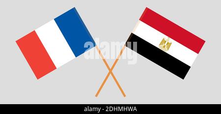 France and Egypt flags for official meeting against background of world ...