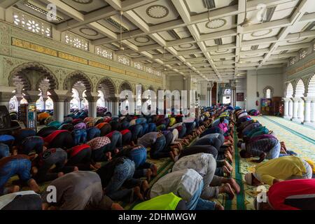 Malaysia Friday Prayer men praying in the street Jalan Masjid India and ...