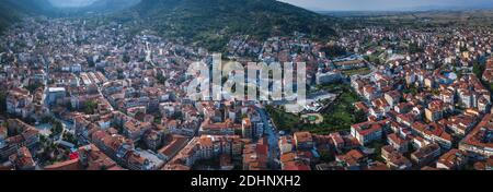 Aerial panoramic view of Florina city in northern Greece Stock Photo ...