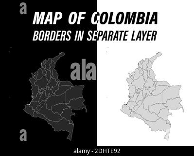 Columbia country detailed editable map with regions cities and towns ...