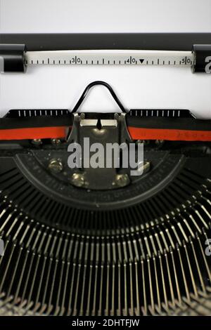 Vintage old typewriter hero header on wooden desk Stock Photo - Alamy