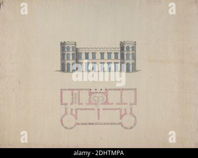 Design for Clifton Castle, Yorkshire: Plan and Elevation in the ...