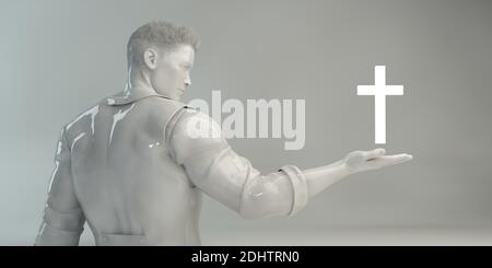 Christian Cross with Man Praying as a Concept Stock Photo - Alamy