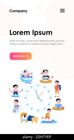 Child boy daily routine vector set. Routine school boy, illustration of ...