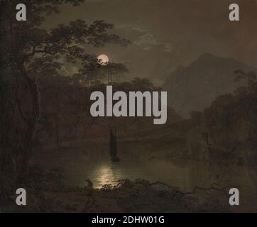 Joseph Wright of Derby - A Lake by Moonlight Stock Photo - Alamy