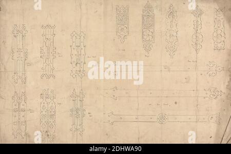 Designs for Gothic Hinges, Keyplates and Doorstraps by Augustus Pugin ...