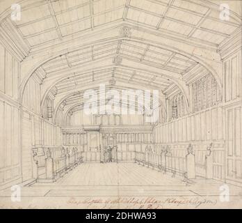 Chapel of the Archbishop's Palace, Croydon: View from the East End 1827 ...