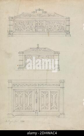 Designs for a Gothic Box and Cabinet 1830 by Augustus Pugin Stock Photo ...