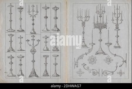 Designs for Gothic Candle Sticks and Branches by Augustus Pugin Stock ...
