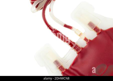 A bag of fresh blood or packed red cell, isolated on white back ground ...