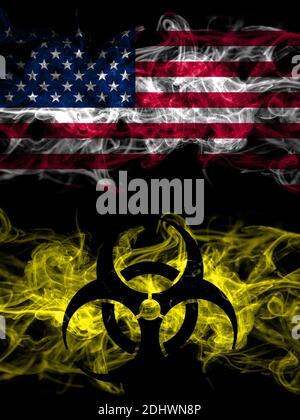 American flag and biohazard sign. The concept of American biolabs ...