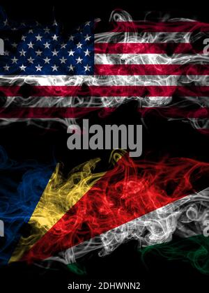 Waving American flag and flag of Seychelles Stock Photo - Alamy