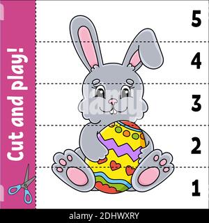 Easter bunny color and count page for elementary school kids, printable ...