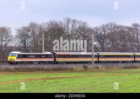Former BR Class 90 90002 in BR Inter-City Livery seen at Winwick on the ...