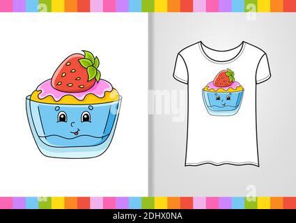 Cute character on shirt. Colorful vector illustration. Cartoon style ...
