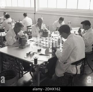historical, 1950s, a group of male technical engineering students ...