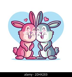 cute rabbits couple valentines day Stock Vector Image & Art - Alamy