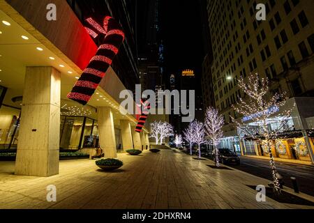 Giant candy canes outside an office building on Sixth Avenue in New ...