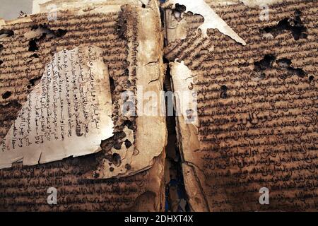 Koran, calligraphy in old Arabic script and Persian language, Reza ...