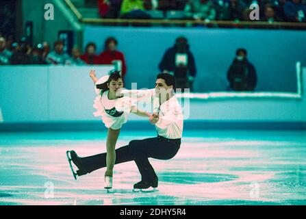 Kyoko Ina / Jason Dungjen (USA) competing in pairs figure skating at ...