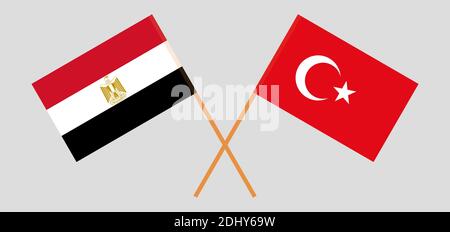 Turkey and Egypt flags for official meeting against background of world ...