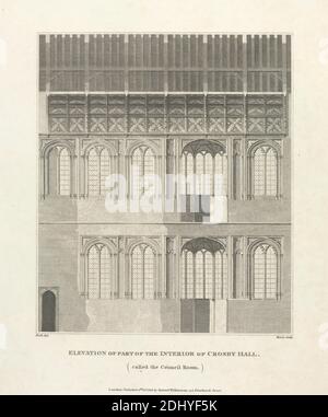 Elevation of Part of the Interior of Crosby Hall (Council Room) 1816 by ...