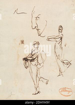 Study of Two Figures and a Face by George Romney Stock Photo - Alamy