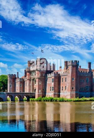 Herstmonceaux Castle East Sussex England UK. View across the lake Stock ...