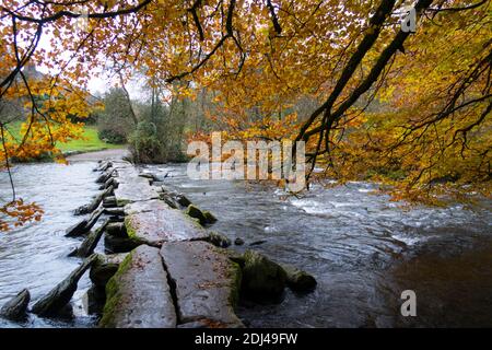 Ancient stone steps of Old Bridge (Yr Hen Bont) over River Taff ...
