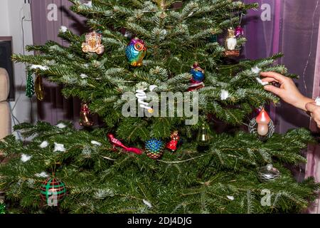 Celebration, holidays and presents concept. Cute cheerful redhead ...