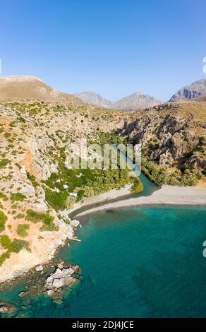 Preveli Beach - famous for the beautiful river with azure clear water ...