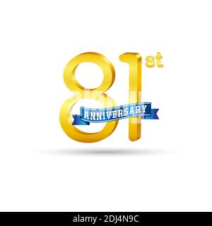 81st Years Anniversary Logo Gold and red Colour isolated on elegant ...